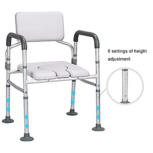 Famard 3-in-1 Raised Toilet Seat with Handles, Handicap Toilet Seat Risers with Soft Back and Padded Seat, Height Adjustable Elevated Toilet Seat for Elderly, Pregnant,Disabled