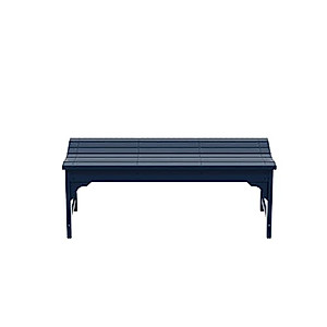 WestinTrends Malibu Outdoor Bench, All Weather Resistant Poly Lumber Backless Patio Garden Bench, Adirondack Curved Bench Seat for Comfort, Navy Blue