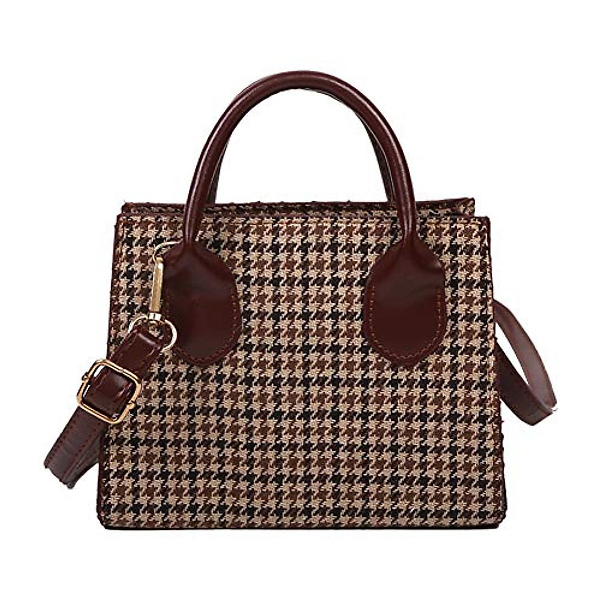Retro Plaid Mini Handbags for Women 2022 Soft Pu Leather Crossbody Bag Female Small Shoulder Bag Wild Tote Bags Phone Purses (17 X 13.5 X 7.5 CM,Dark Brown)