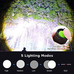 KEPEAK Flashlight, 5 Modes Tactical LED Flashlight, High Lumen IPX5 Water Resistant Flashlight for Camping, Outdoor Hiking, Emergency