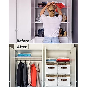 Dog Lover Decor Storage Bins Large Foldable Storage Baskets for Shelves, Waterproof Storage Boxes with Handles for Closet Cabinet Living Room Laundry - German Shepherd Illustrations White Backdrop
