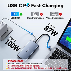 USB C Docking Station Dual Monitor Adapter for Dell HP, Laptop Docking Station 3 Monitors Quad Display USB C Hub Dongle to 4K HDMI+DP+VGA,3 USB2.0,100W PD,8 in 1 Thunderbolt Dock for Lenovo,Surface