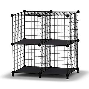 HOMIDEC Wire Cube Storage, Storage Shelves 4 Cube Bookshelf Bookcase Closet Organizer and Storage, Wire Storage Shelves Multi-Use DIY Storage Cube Shelf for Books, Toys, Clothes, Tools