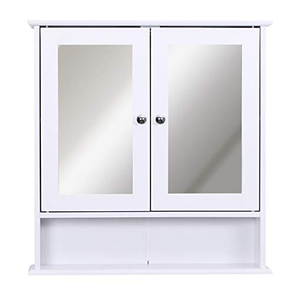 kleankin Bathroom Storage Cabinet Wall Mounted Medicine Cabinets w/Double Mirror Doors & Adjustable Shelf White