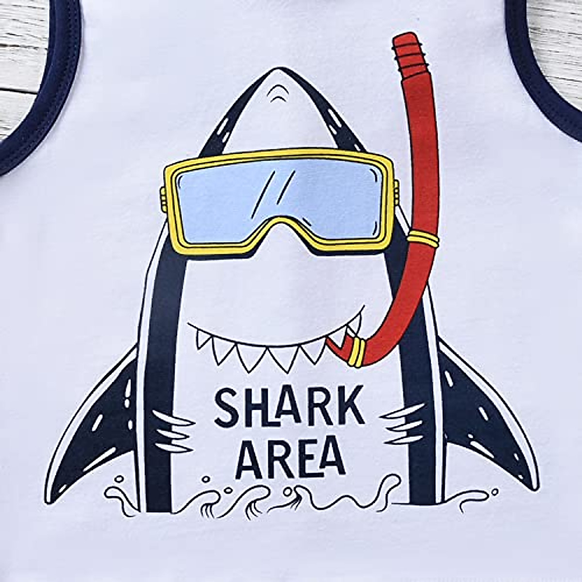 Baby Boy Cotton Clothes Shark Print Summer Hoodie Toddler Sleeveless Outfits Set Tops + Short Pants