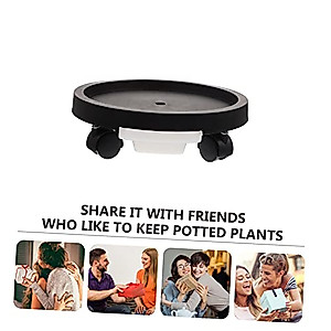 Yardwe Pot Stand with Casters Potted Plants Round Planter House Plants Heavy Duty Plant Caddy with Wheels Flowerpot Caddy Garden Planter Trolley Base Plate Trolley Tray Pot Tray Manual Pp