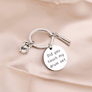 bobauna Drum Keychain Drummer Gift Did You Touch My Drum Set Percussion Jewelry Drum Player Musician Gift (touch drum keychain)