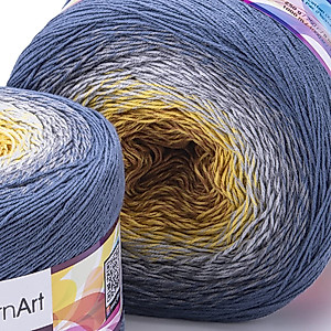 YarnArt Flowers Cotton Acrylic Blend Yarn - 55% Cotton 45% Acrylic 250gr 1094yds Multicolor Cotton Yarn Rainbow Crochet Yarn - Spring Summer 1 Fine Sport Yarn - Skein (316)