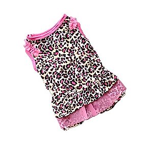 Cat Pet Puppy Summer Pet Clothes Dress Dog Apparel Small Cute Leopard Pet Clothes Emotional Support Dog Small Breed
