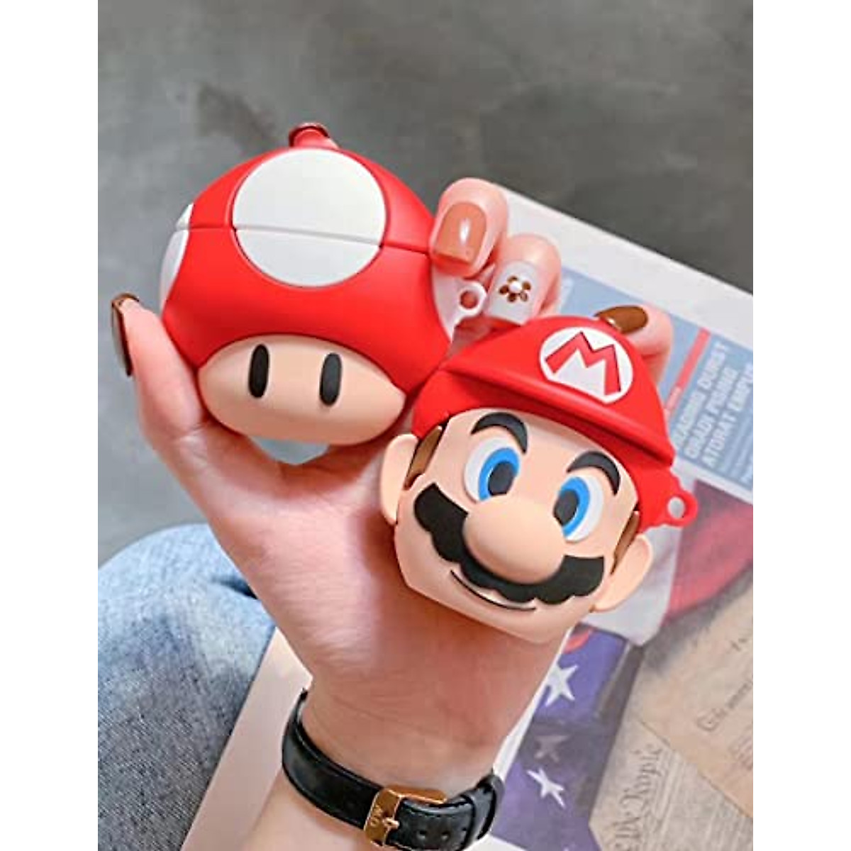 Cartoon Case Compatible with Apple AirPods Pro Anime, Fun Cute Kawaii Protective Case Anti-Fall Headphone Case for Airpod Pro Case Cover (AirPods Pro, Mushroom)