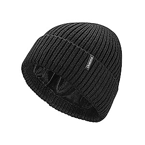 Ocatoma Beanie Hat for Men Women Warm Winter Knit Cuffed Beanie Soft Warm Ski Hats Unisex Black