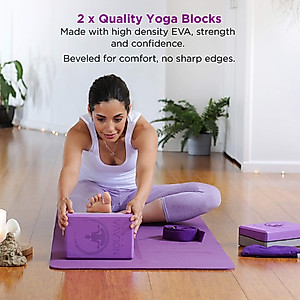 NOLAVA 7 Piece Yoga MAT Set - Yoga Mat Bag for Yoga Accessories|TPE thick Yoga Mat | Yoga Blocks 2 Pack | Yoga Strap |Weighted Lavender Eye Pillow| Yoga Cards| Ideal Gift for Yoga Beginners
