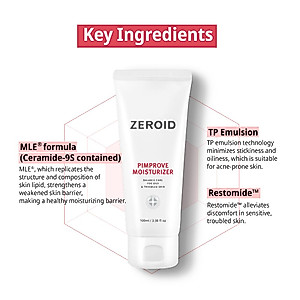 ZEROID Pimprove Moisturizer Korean Dermocosmetic | Hyaluronic Acid | Skin Barrier | 100ml (3.38 fl oz.)