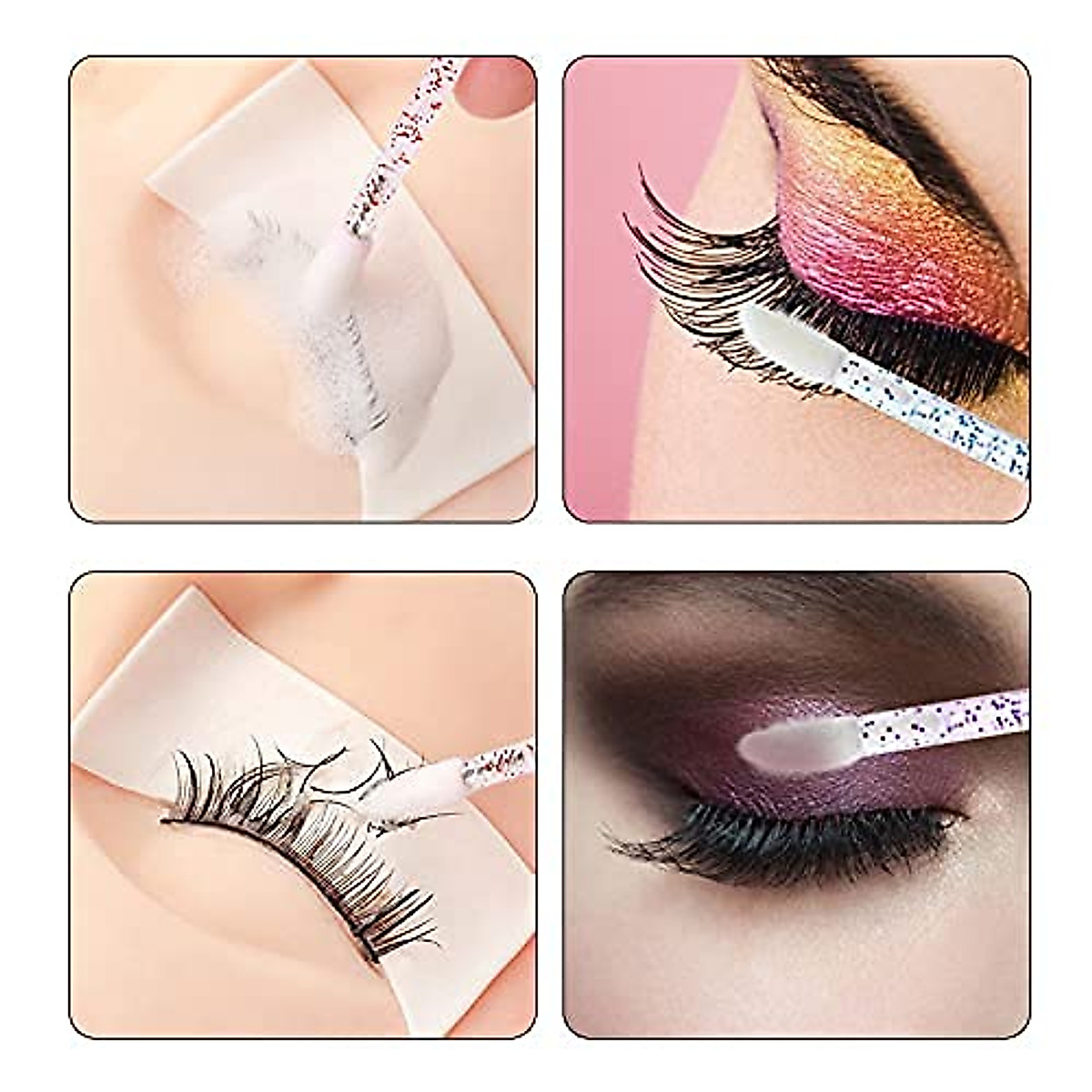 300 PCS Lip Brushes Disposable Lip Gloss Wands Lipstick Applicator Makeup Tool, Crystal Handle (White)