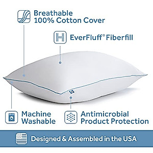 Sealy Pillow, Clean Luxury Slumber Bed Pillow with Hypoallergenic Fiberfill, King Pillows - 2 Pack