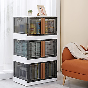 UrbanX Collapsible Storage Cabinet- Versatile and Easy to Assemble Storage Solution for Home and Office- Storage Bins With Lids/Plastic Storage/Stackable- 19 Gal Folding Storage Box- White- 2 pieces