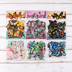 Knaid Butterfly Dragonfly Insects Stickers Set (240 Pieces) - PET Transparent Waterproof Decorative Decals for Scrapbook DIY Crafts Album Bullet Journal Planner Water Bottles Phone Cases Laptops