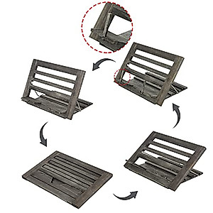 MyGift Rustic Gray Wood Cookbook Stand - Adjustable and Foldable Reading Book Recipe Binder & Tablet Holder