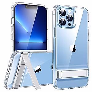 ESR Metal Kickstand Case Compatible with iPhone 13 Pro Max Case, Patented Two-Way Stand, Reinforced Drop Protection, Slim Flexible Back Cover, Clear