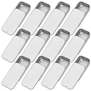 Hemoton 20pcs Rectangular Slide Top Tinplate Box Sliding Cover Push-Pull Tin Box Metal Tin Containers for Candies Jewelry Crafts Lip Balm Storage 60x34x10mm