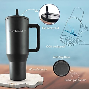 40 oz Tumbler. 100% Leak-Proof Splash-Proof Spill-Proof Lid with Handle and Flip Straw. Double Wall Vacuum Insulated Stainless Steel for Hydration at Home Office Car Gym and Playgrounds (Mauve)