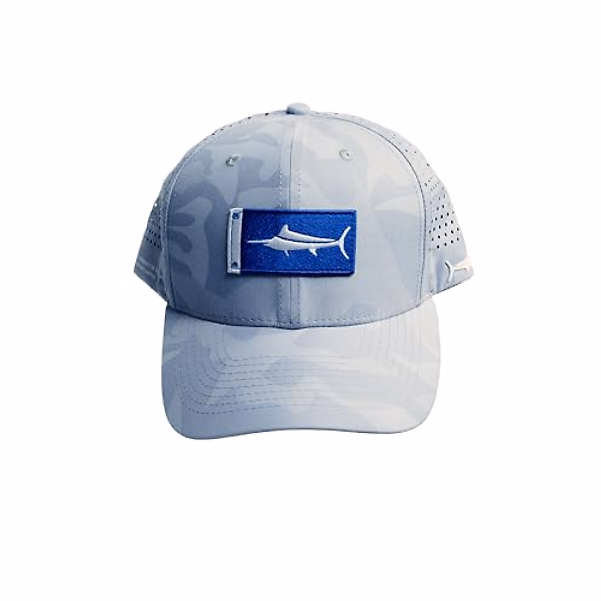 Billfish Gear White Marlin Flag Hat Lightweight Performance Headwear for Big Game Offshore Fishing, Gray Camo