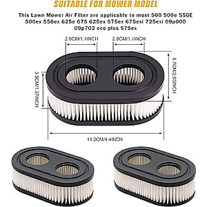 4PCS Air Filters Suitable for 593260 798452 334404 Series Engine 550E 500EX 550EX 625 575EX 4247 5432 5432K 09P00 09P702 Lawn Mower Air Filter Mower Series Engine