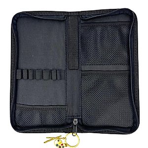 Kristine Art Paint Brush Holder from Black Canva 10.4" X 4.7" X 1.2" Thick with Slots for Paint Brushes and Two Pockets for Art Materials. Well Organized Travel Paint Brush Case for Any Artist