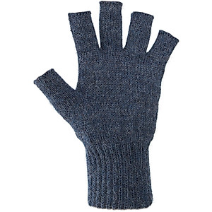AndeanSun Darn Warm Alpaca Fingerless Gloves 2023 Updated US Sizing-Perfect Fit (Steel Blue Heather - 90% Alpaca, Large)