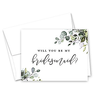 Boho Eucalyptus Bridal Proposal Will You be My Bridesmaid Card, Bridesmaid Proposal Cards, Maid of Honor Cards - Set of 10