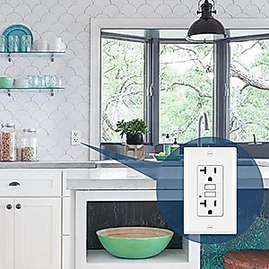 (10 Pack) UNIELE 20 Amp Slim Non-Tamper Resistant GFCI Outlet, GFI Receptacle with LED Indicator, 20A/125V, Wallplate Included, ETL Certified