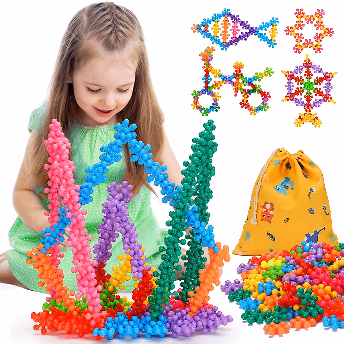 NC 250Pcs Building Blocks Toys STEM Activities for Kids Interlocking Building Discs Toy Preschool Learning Educational Autism Toys for 5-7 4-8 3 4 5 + Years Old Boys Girls Birthday