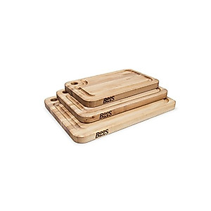 John Boos Block MPL1812125-FH-GRV Prestige Maple Wood Edge Grain Reversible Cutting Board with Juice Groove, 18 Inches x 12 Inches x 1.25 Inches
