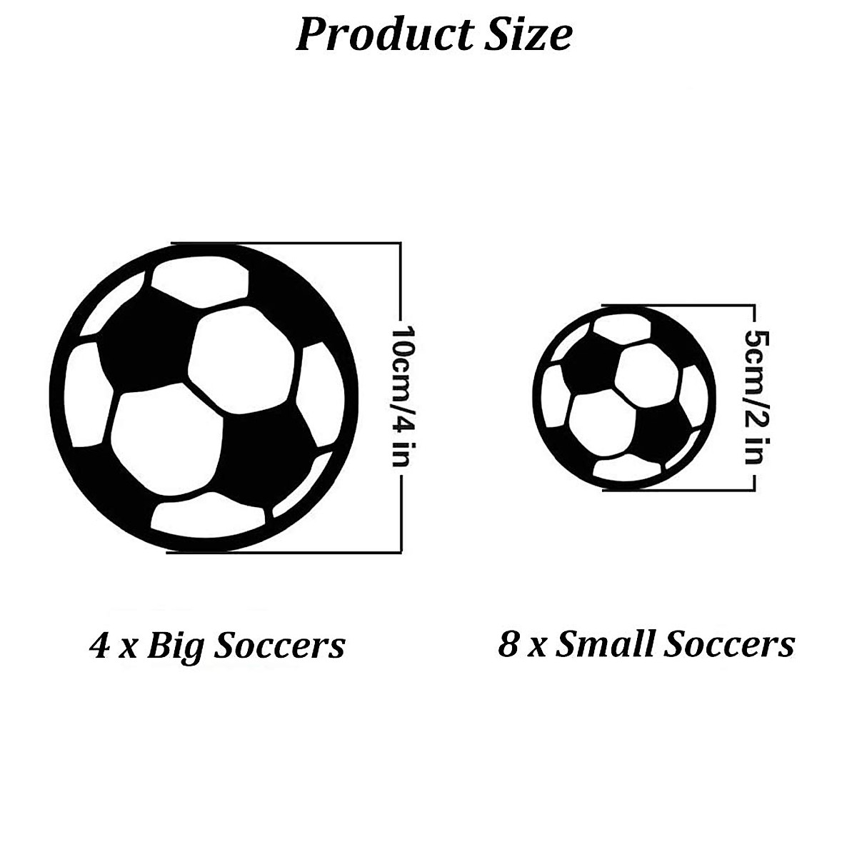 LZYMSZ 12PCS Soccer Ball Football Wall Decal Sticker, Removable Soccer Wall Decoration, Available in 2 Sizes DIY Sticker Mural Sets for Kids Rooms Bedroom Living Room Playroom Soccer Fans Home Decor
