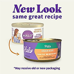 Halo Kitten Grain Free Wet Cat Food Pate, Chicken Recipe, Healthy Cat Food with Real, Whole Chicken , 3oz Can (Pack of 12)