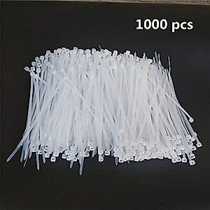 1000 pcs 4 inch Cable Zip Ties Heavy Duty, Premium Plastic Wire Ties with 18 LBS Tensile Strength, UV Resistant Cable Ties, Self-Locking White Nylon Tie Straps