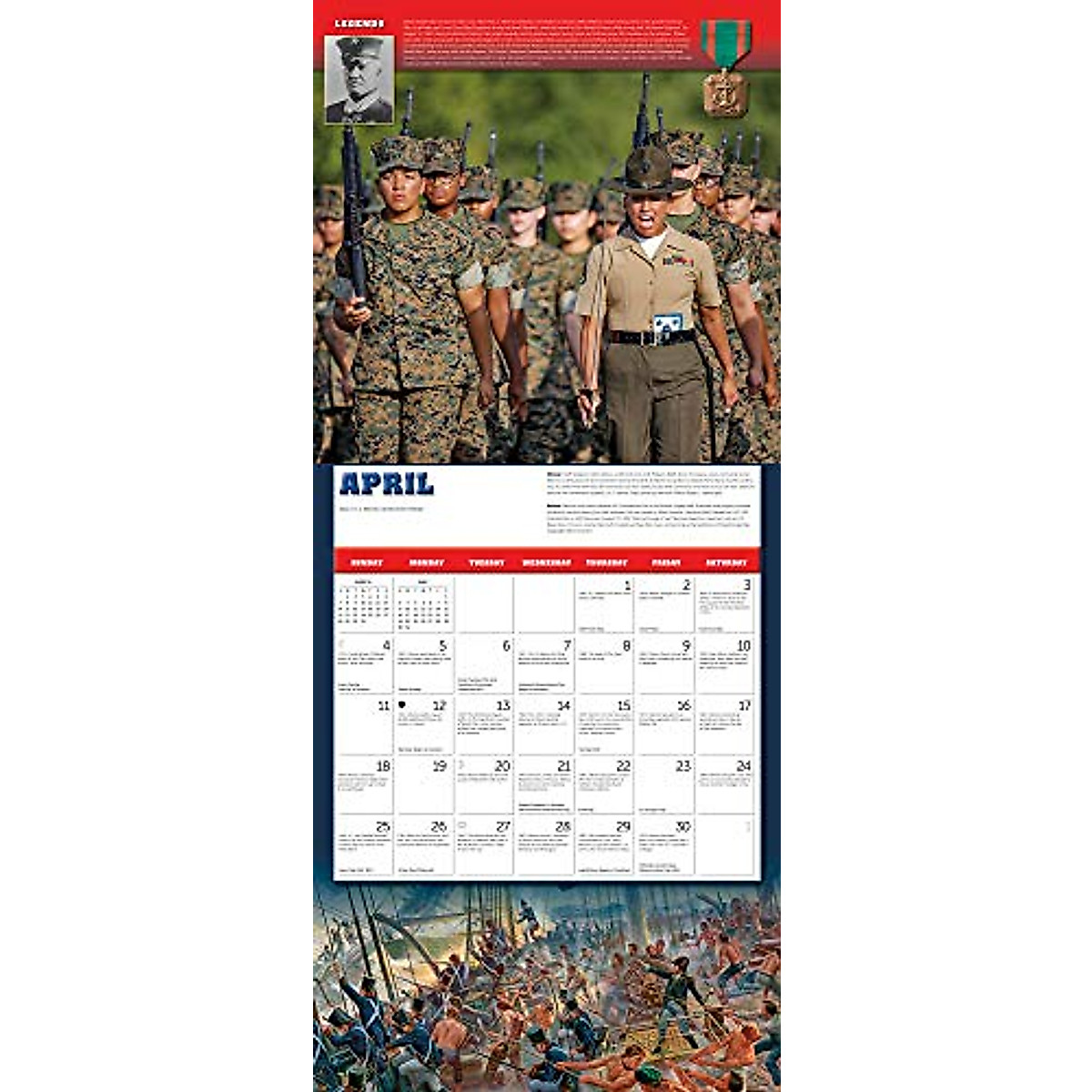 Marines Wall Calendar 2021, Monthly January-December 12'' x 14"