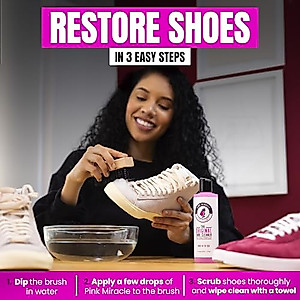 Pink Miracle Shoe Cleaner Kit Bottle Fabric Cleaner for Leather, Whites, and Nubuck Sneakers (8 Oz)