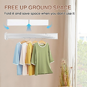PSAIHDXU Wall Mounted Clothes Drying Rack- 31.5" Wide Foldable Laundry Hanger Dryer Rack, Collapsible Hanging Drying Racks,Clothes Drying Rack Outdoors,Drying Rack Wall Mounted.
