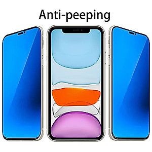 BWEDXEZ 2 Pack Anti-Blue Privacy Tempered Glass Suit for iPhone 11 / iPhone XR Mirror Anti-Spy Screen Protector Anti-Peeping Film Electroplated 9H Hardness Anti-scratch 6.1 inch (Blue)