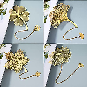 ORPHEUS 4 Pack Metal Bookmarks with Chain, Golden Hollow Bookmark for Book Lovers, Writers, Readers, Children, Teens, Men, Women, Adults