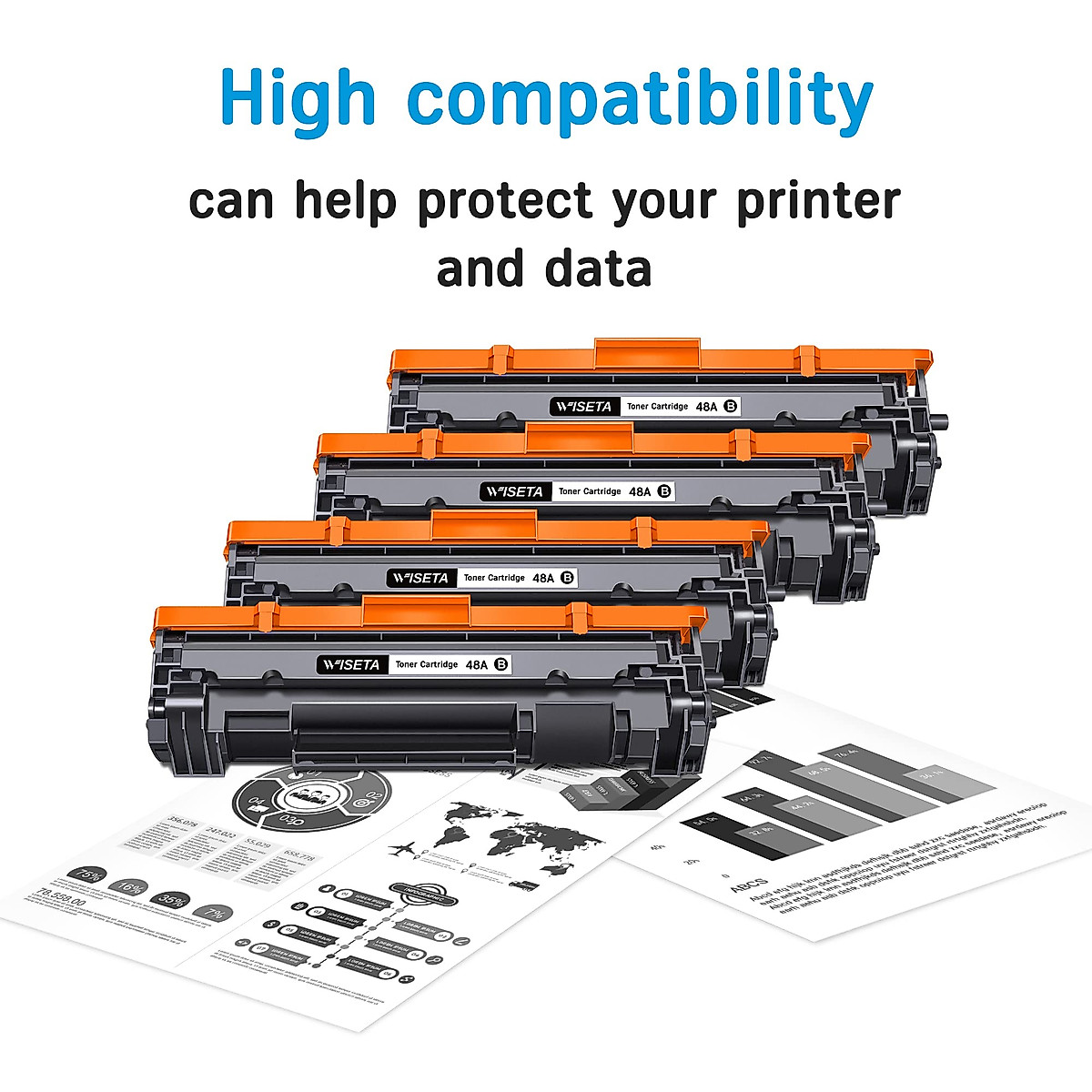 48A Toner Cartridge Black - Compatible CF248A Toner Cartridge Replacement for HP 48A Compatible with Laserjet Pro M15w Toner Laserjet Pro M29w M28w M30w M31w MFP M28a M29a M15a M16w Printer (4 Black)