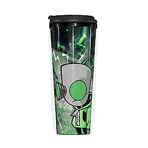 CONPELSON 12OZ Coffee Mug Invader Anime Zim Double-Layer Insulated Tumbler Cup With Lid Novelty Water Bottle for Home Office Travel