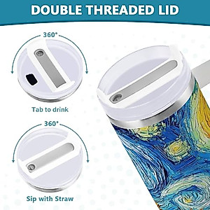 RPLIFE Starry Night Sunflowers Blue Stainless Steel Coffee Cup, Insulated Tumblers, Tumblers for Women