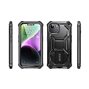 i-Blason Armorbox Series Designed for iPhone 14 Case 6.1" (2022)/iPhone 13 Case 6.1" (2021), Full-Body Rugged Holster Bumper Case with Built-in Screen Protector & Kickstand (Black)