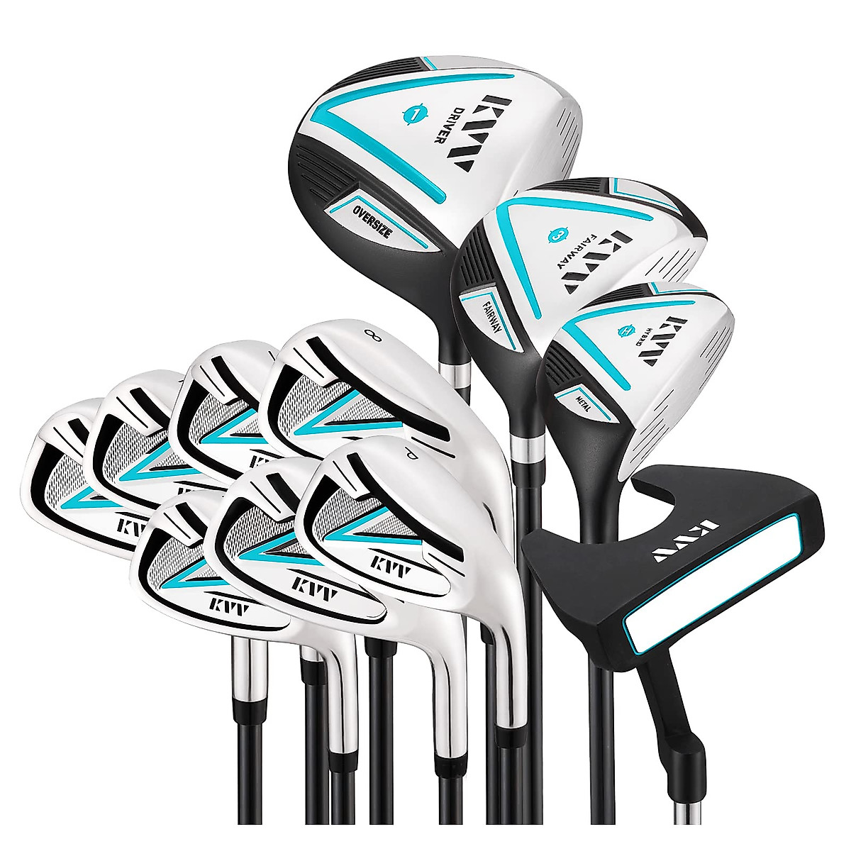KVV Women’s Complete Golf Clubs Package Set Includes Driver, Fairway, Hybrid, 5#-P# Irons, Putter, Cart Bag, Head Covers, Right Handed