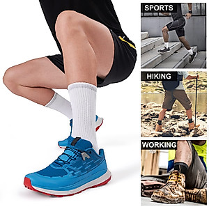 FITRELL 6 Pack Men's Athletic Crew Socks Cushioned Work Boot Socks, Black, Large, Shoe Size 9-12