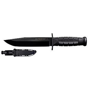 COLD STEEL Leatherneck SF 6-3/4" German D2 Steel w/Black Powdercoat Clip Point Fixed Blade Outdoor Camping Hunting Utility Knife | 5" Kray-Ex Handle, Weather-Resistant Secure-Ex Sheath - Blister