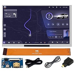 waveshare 7inch QLED Quantum Dot Display 1024x600 Pixel, Integrated Thin and Light LCD with Adapter Board, for Raspberry Pi/Jetson Nano/Windows/PC, Support Windows/Linux/Android (No Touch)