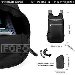 Convenient Lightweight Foldable Packable Backpacks Daypacks - Water Resistant Breathable Light Soft Thin Durable Bags Pouch Pocket for Size4 Football Basketball Volleyball for Teen Child/15L Black